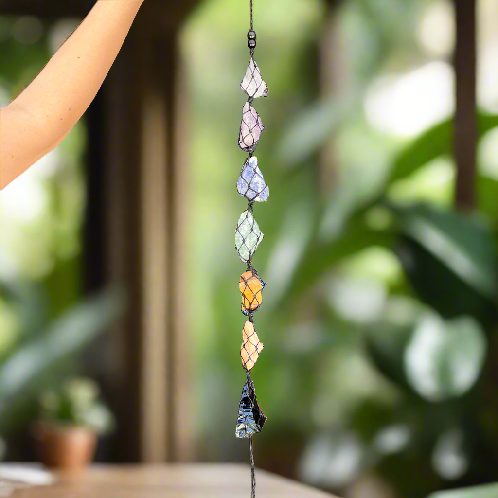Chakra Raw Crystal Hanger ~ Black Cord – Muse Crystals & Mystical Gifts