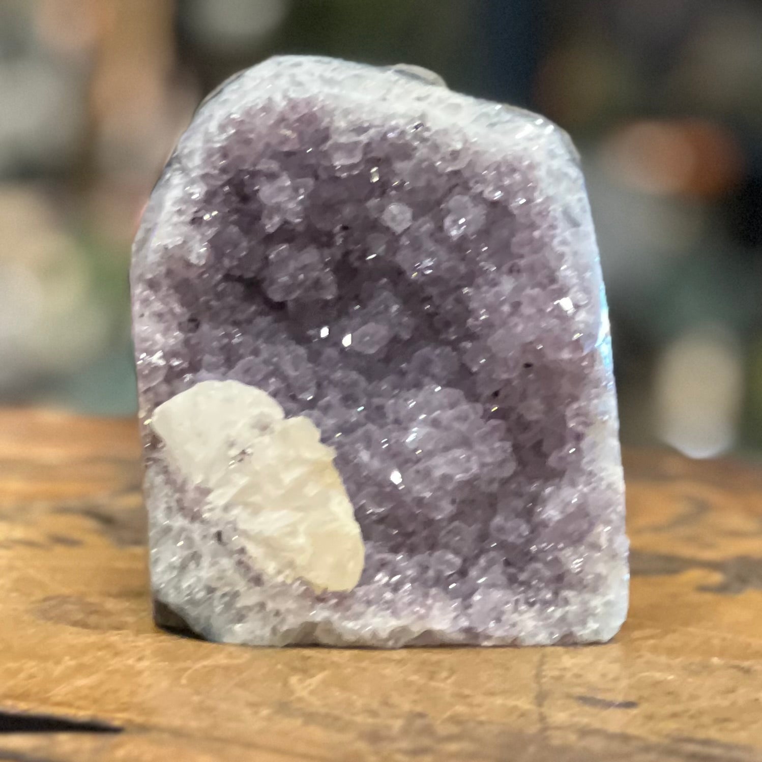 Amethyst Cluster with Calcite Inclusion – Muse Crystals & Mystical Gifts