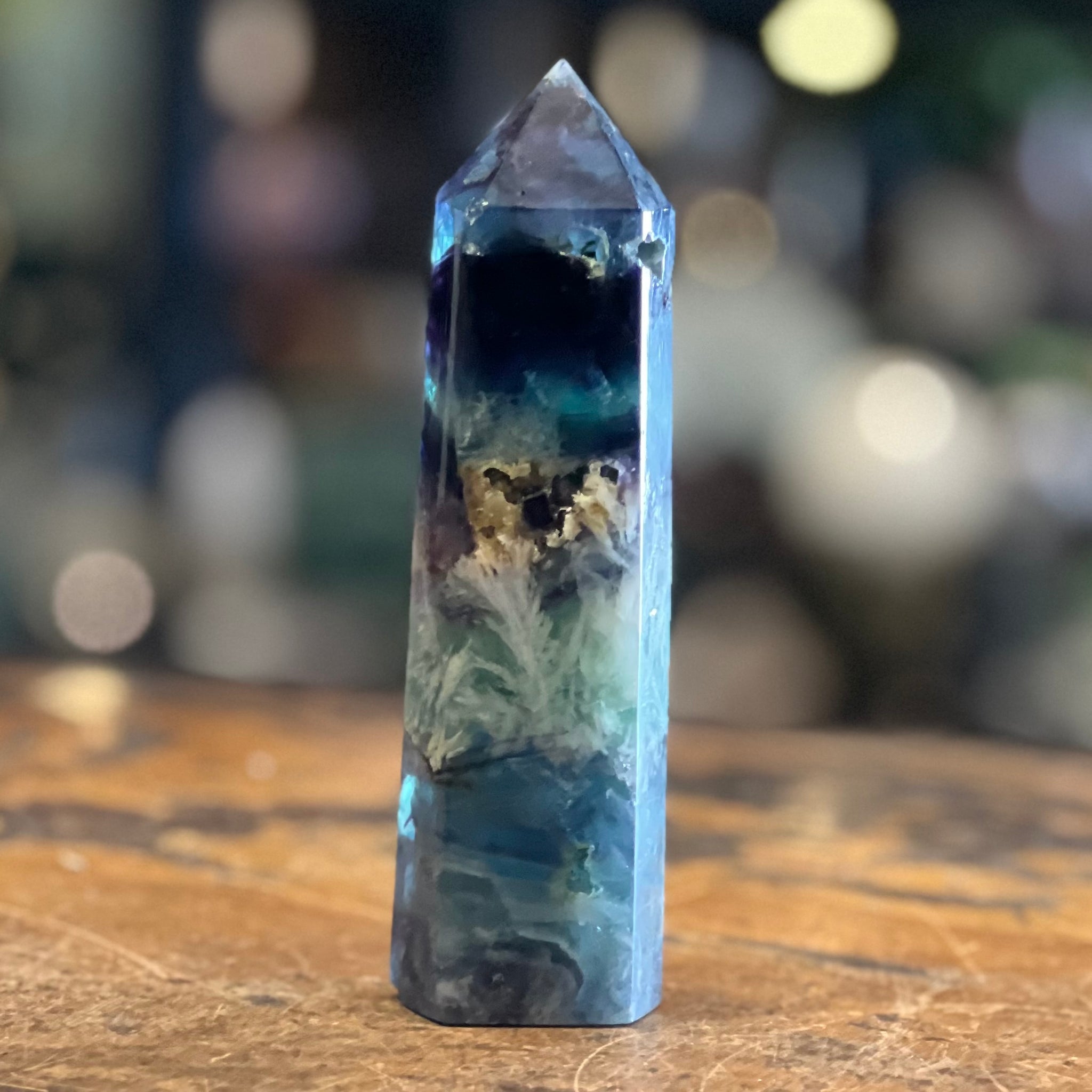 Rainbow Snowflake Fluorite Generator Point – Muse Crystals & Mystical Gifts