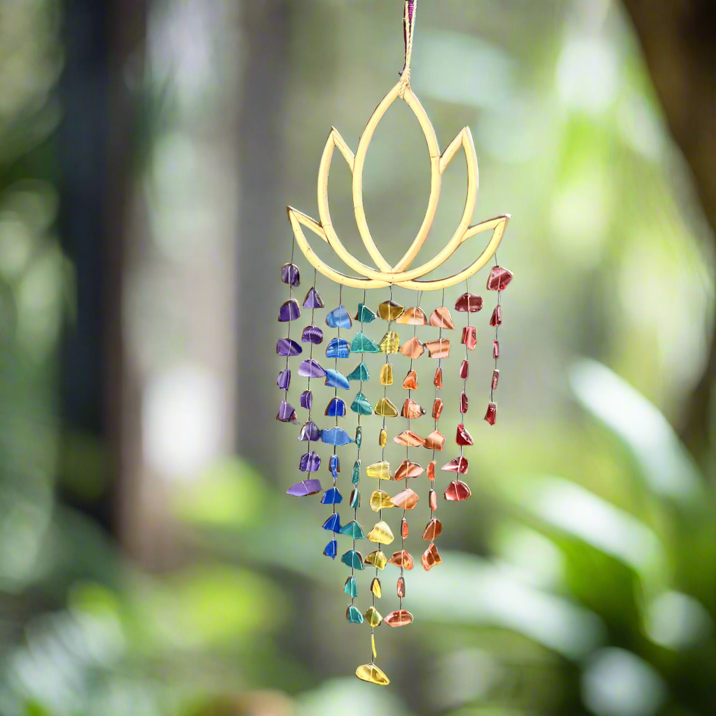 Sea Glass Lotus Wind Chime ~ Rainbow Joy ~ Small – Muse Crystals ...