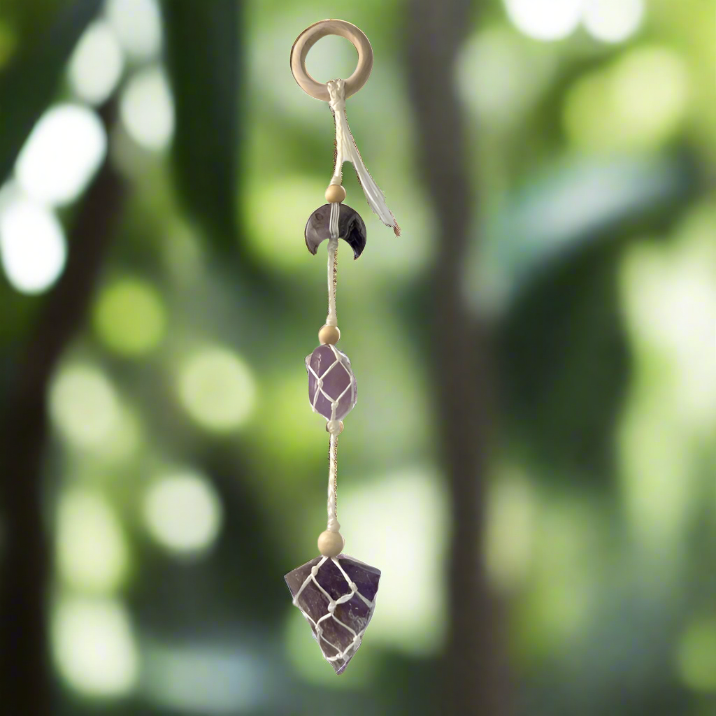 Triple Amethyst Macrame Crystal Hanger – Muse Crystals & Mystical Gifts
