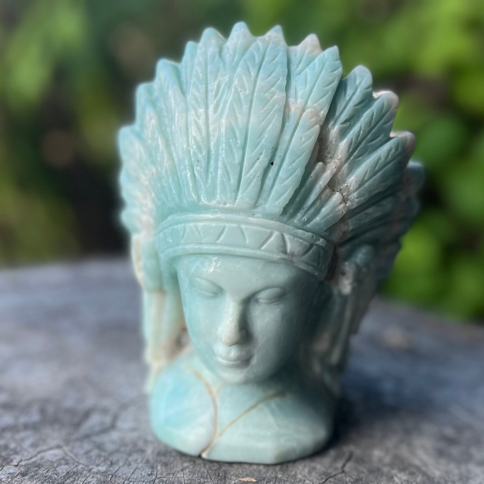 Indian Head Carving ~ Caribbean Calcite – Muse Crystals & Mystical Gifts
