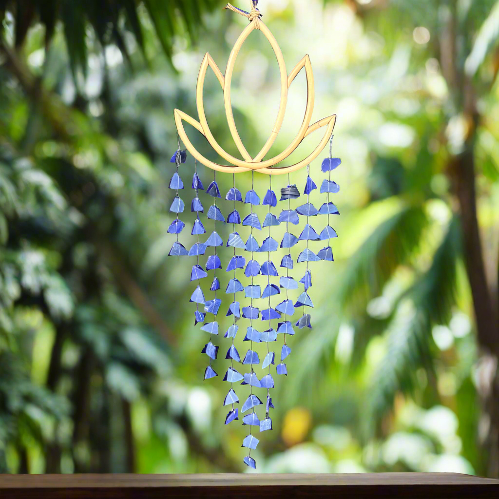 Sea Glass Lotus Wind Chime ~ Blue Serenity ~ Small – Muse Crystals ...